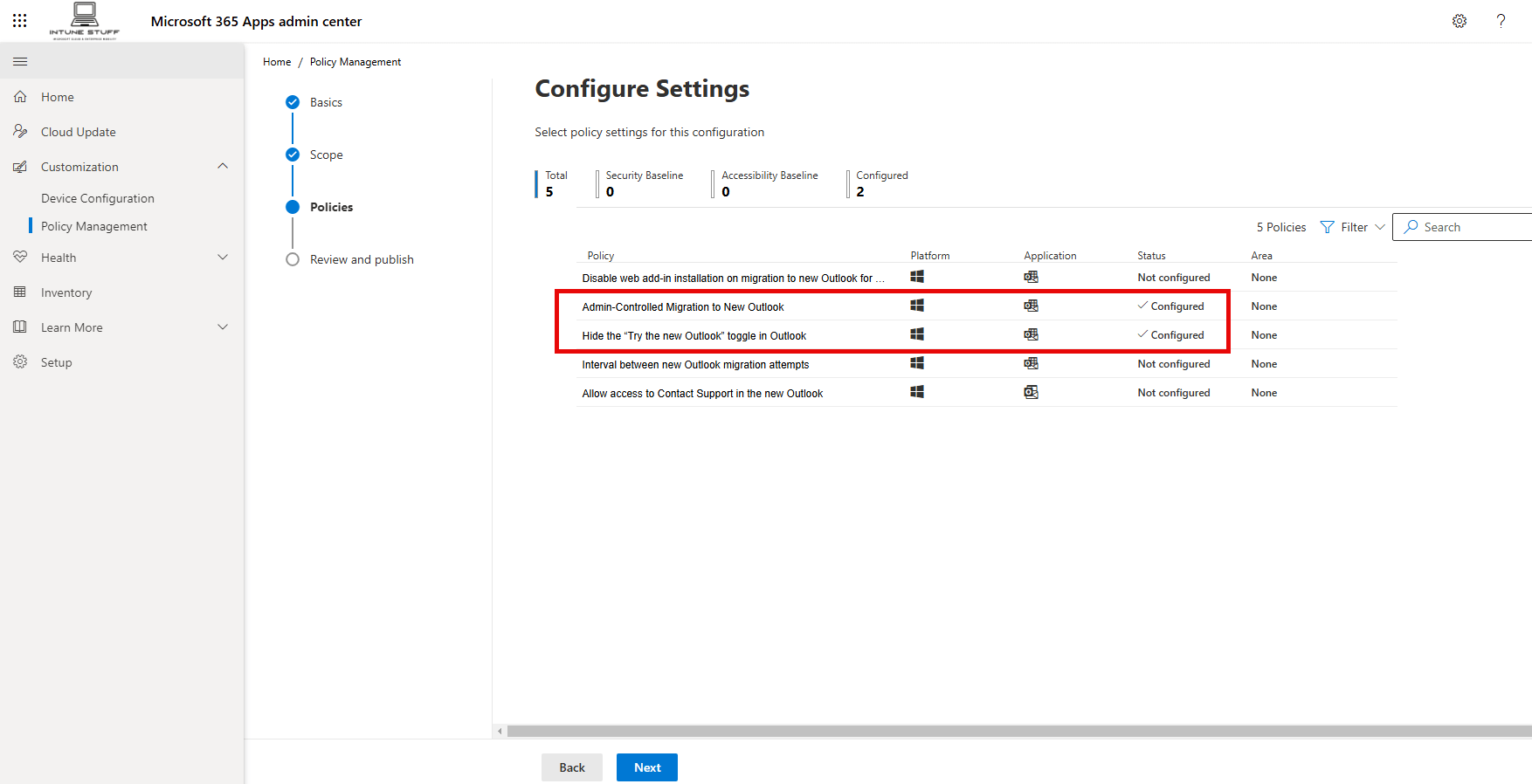 Control Outlook Installation: Disable Methods with Intune