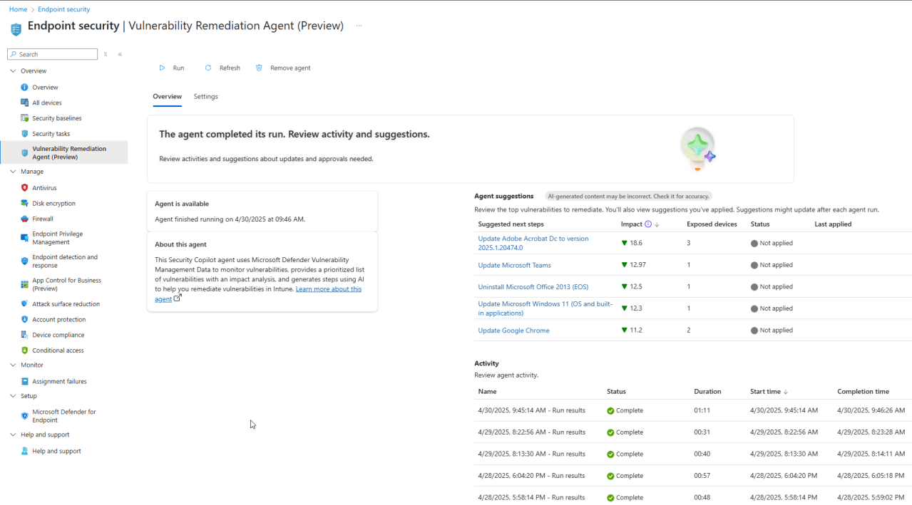 Introducing Security Copilot Agents - Intune Vulnerability Remediation ...